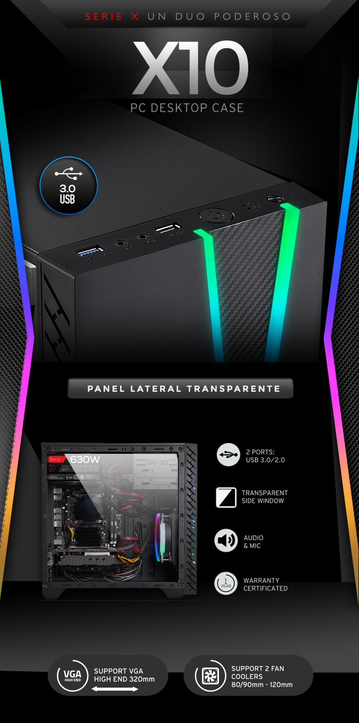 Sentey :: GABINETE Sentey X10 Rainbow X10