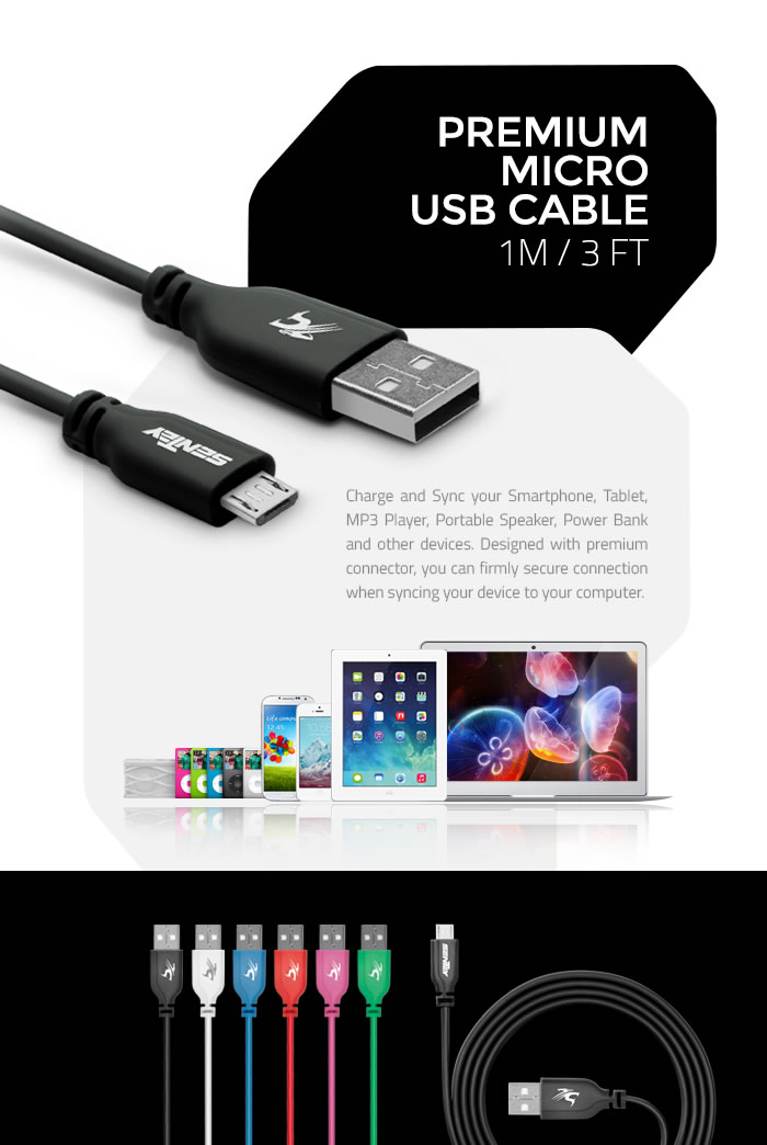Sentey :: Micro USB Cable- Black LS-6700
