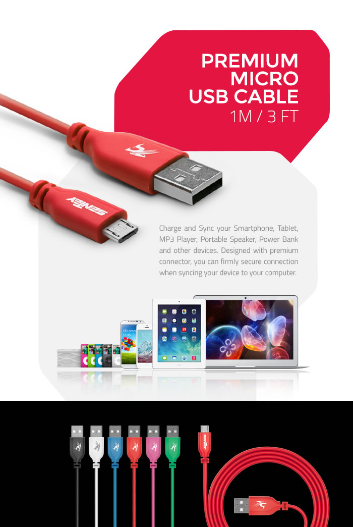 Sentey :: Micro USB Cable- Red LS-6703
